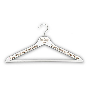 Customized Custom 3D Laser Engraved Personalized Wooden Clothes Hanger Organization Closet Tools (White)