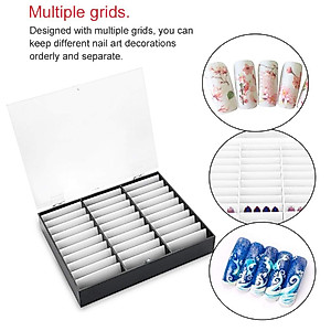 FILFEEL Nail Art Box Organizer, 30 Compartments Nail Tips Container Empty Transparent Bead Rhinestone Storage Decoration Solutions 9.44 x 7.48 x 1.77inch(Black)