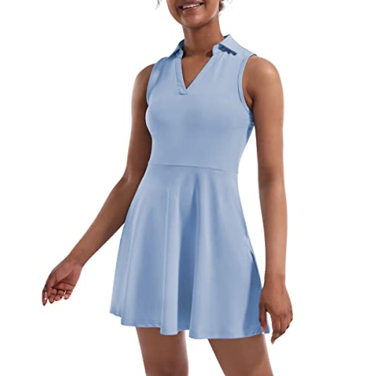 Fengbay Tennis Dress for Women,Golf Dress with Built in Shorts with 4 Pockets for Sleeveless Athletic Workout Dress