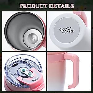 40 oz Tumbler with Handle and Straw Lid, Leak proof Travel Coffee Mugs, Pink Stainless Steel Insulated Tumblers, Water Cup with Handle, Keep Drinks Cold for 24 Hours, Dishwasher Safe, BPA Free