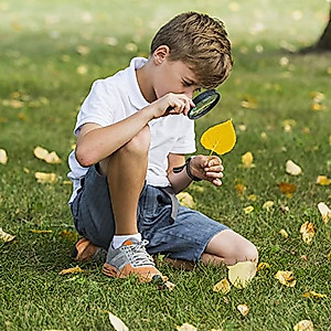 Feosky Handheld Reading Magnifier, 10X Magnifier, 75mm Glass Lens, Rubbery with Non-Slip Soft Handle for Seniors Reading and Kids Nature Exploration