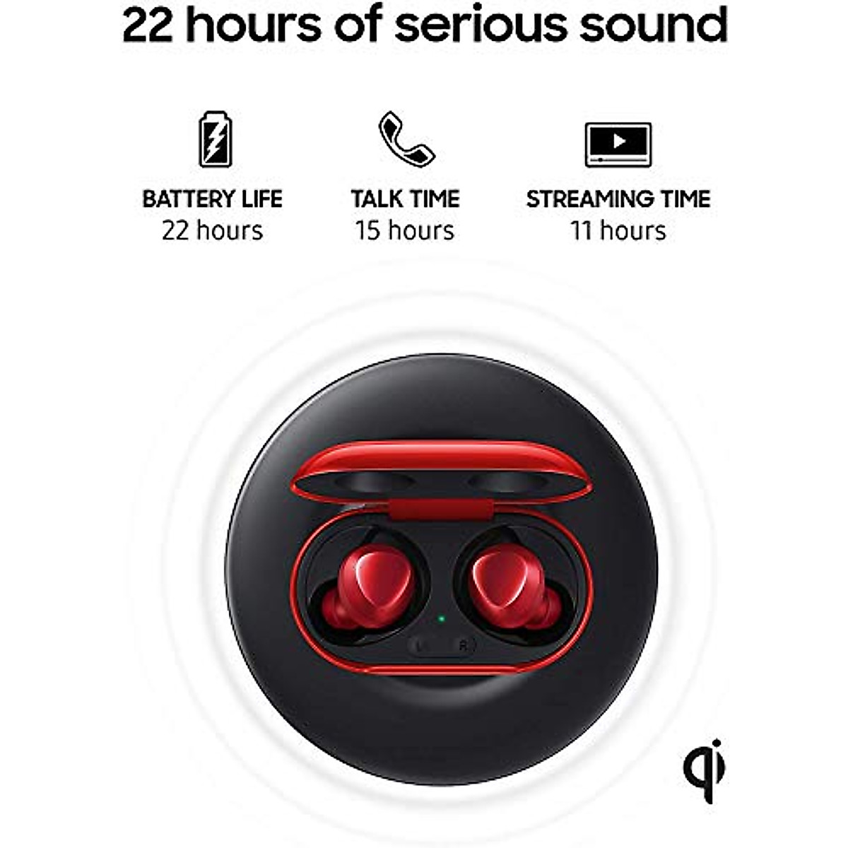 UrbanX Earbuds Plus, True Wireless Earbuds w/Noise Isolation (Wireless Charging Case Included), Red