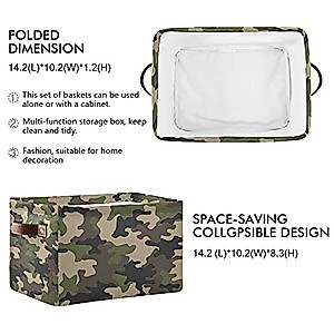 Forest Camouflage Pattern Storage Basket Set of 1 Organizer Storage Bin Foldable Storage Box with Handles for Home Nursery Clothes