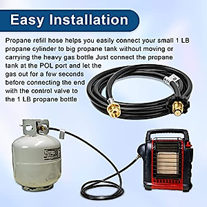 F273704 5Ft Propane Heater Adapter Hose Assembly, Compatible With Mr. Heater, Big Buddy Heater To Series, Coleman Camp Stove Series, Fit Indoor/Outdoor Propanetank- (Lp Cylinder Pol Connection)