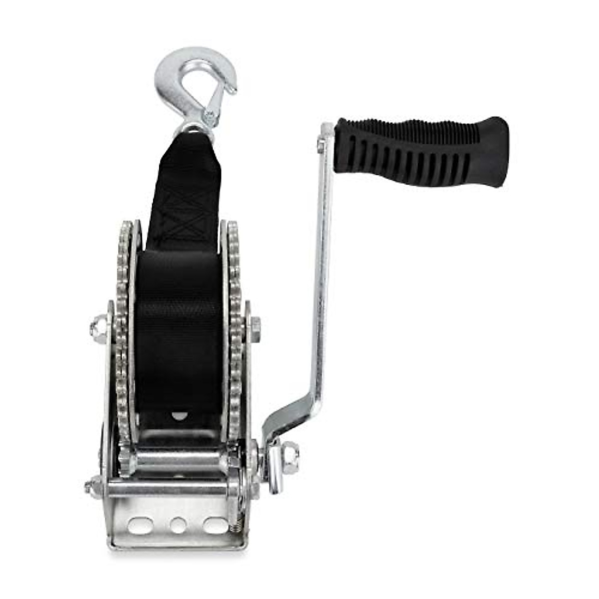 Camco 50000, Trailer Boat Winch | Features a 2-Way Ratchet & 20-Foot Strap with a 2,000lb Weight Capacity