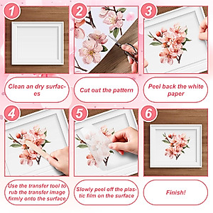 Cysincos Rub on Transfer for Crafts and Furniture,Iron on Transfers Stickers for Wood DIY Craft Supplies (Flowers-9 pcs)