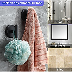 HOME SO Suction Cup Hooks T Shape for Shower, Bathroom, Glass Door, Mirror, Tile – Loofah, Towel, Coat, Bath Robe Hook Holder for Hanging up to 15 lbs – Waterproof & Rustproof, Black Matte (2-Pack)