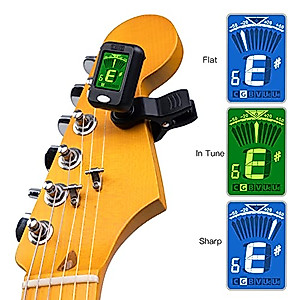 JOYO Clip on Tuner Digital Electronic Tuner for Guitar, Bass, Ukulele, Violin, Mandolin, Banjo Acoustics Calibration Tuner (JT-09)