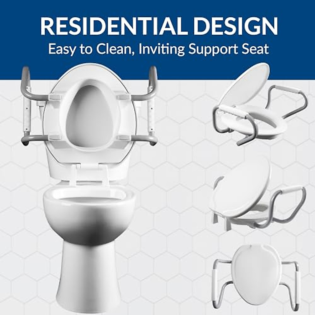 Bemis Assurance 3" Raised Toilet Seat with Handles and Bidet Attachment, Clean Shield Guard, Secure Hinges, Elongated, White