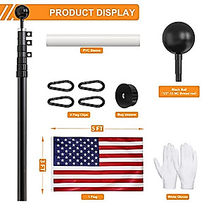SCWN Flag Pole for Outside in Ground-25FT Telescoping Extra Thick Heavy Duty FlagPole for Yard,with 3x5 American Flag,Telescopic Adjustable Outdoor Flag Poles,for Commercial or Residential(Black)