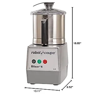 Robot Coupe BLIXER 4 Blixer Vertical Commercial High Speed Blender/Mixer, 4.5-Quart Stainless Steel Batch Bowl, 1 Speed, Stainless Steel, 120 Vol, 1-1/2 hp