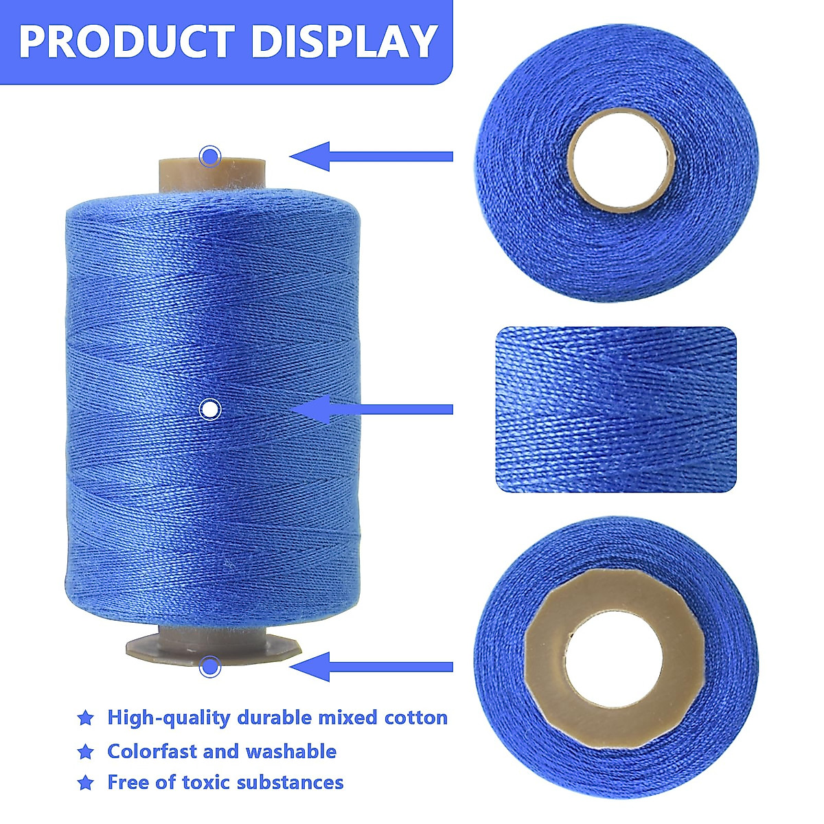 SHRJ 24Pcs Sewing Thread Spools Set 1000 Yards Per Spool Mixed Cotton Threads for DIY Sewing Machine, Embroidery Machine, Hand Sewing, 24 Colors