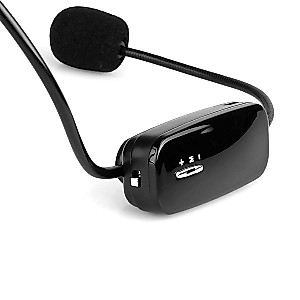 Retekess TR503 Wireless FM Microphone Headset, Hands-Free with Rechargeable Battery for Voice Amplifier, Church, Tour Guide, Teacher, Salesman, Conference, Karaoke (Black)