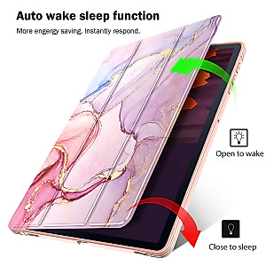 PIXIU Folio Case for Samsung Galaxy Tab S8 Plus /S7 Plus /S7 FE 12.4 inch with S Pen Holder,Trifold Stand PU Lleather Smart Cover with Auto Wake/Sleep Feature Purple Marble