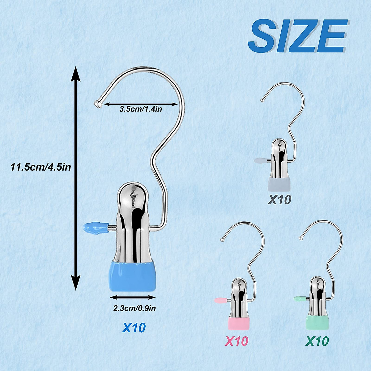 40 Pack Legging Organizer for Closet, Pants Hangers Space Saving, 360°Rotating Hangers for Yoga T-Shirts, Tights Gym Clothes, Portable Stainless Steel Single Clips with Rubber Coated for Travel