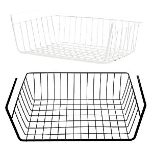 SOLUSTRE Fridge Drawer 2pcs Storage Rack Partition Wrought Iron Storage Basket Cupboard Shelf