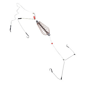 Alomejor 4Pcs Fishing Bait Holder Cage, Copper Spring Lure Feeder Basket with Hooks Fishing Tackle Kit