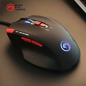 Gaming Mouse MARVO 7 Color LED Backlit Wired Mouse 3200 DPI 8 Button Ergonomic Design Mice Computer Gamer PC Gaming Mouse with Adjustable DPI LED Backlight Laptop Mouse Fit for PC/Laptops/Computer