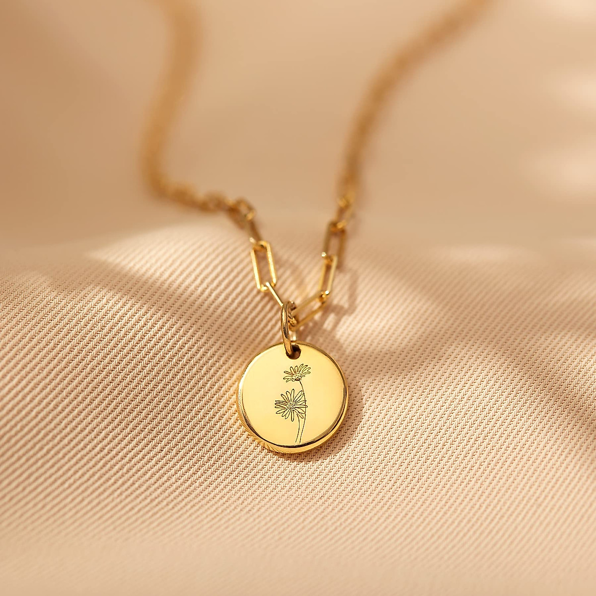 STORYJEWELLERY Gold Layered Necklaces for Women, Birth Flower Necklace, 18K Gold Plated layering Herringbone Snake Paperclip Chain Coin Choker Pendant Jewelry Gifts for Women, Dainty Gold Necklace Set