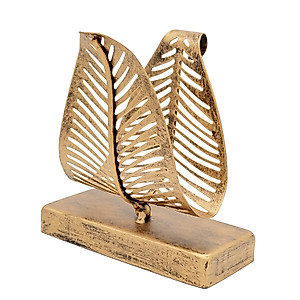 OwlGift Freestanding Modern Napkin Holder with Leaf Design, Tabletop Tissue Dispenser, Countertop Napkin Storage Organizer – Bronze