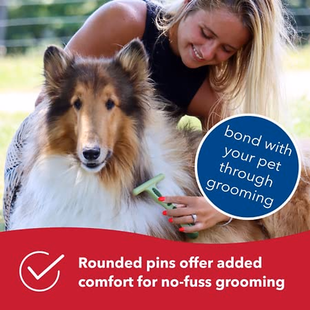 Coastal Pet Safari Dog Single Row Undercoat Rake - Undercoat Brush for Dogs with Medium and Long Hair - Dog Detangler Comb and Dematting Brush - Single Row