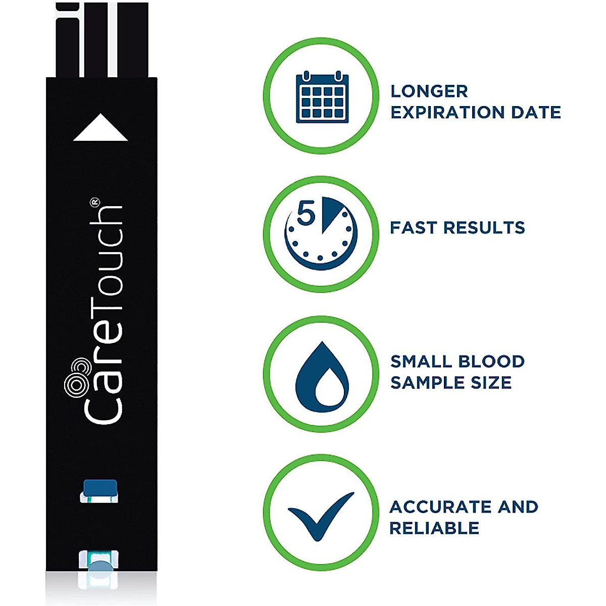 Care Touch Blood Glucose Test Strips for Diabetes I For Use with Care Touch Blood Sugar Monitor - 1 Box of 50 Diabetic Test Strips, 50 Count (Pack of 1)