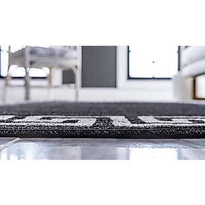 Unique Loom Athens Collection Classic Geometric Modern Border Design Area Rug, 5 ft x 8 ft, Charcoal/Beige