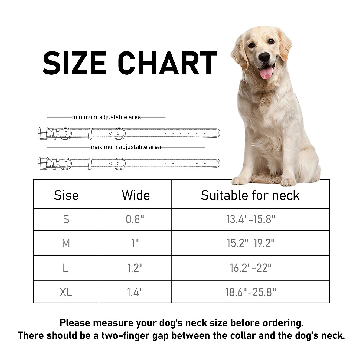 DAIHAQIKO Dog Collar, Genuine Leather Dog Collar, Heavy Duty Dog Collar, Wide Dog Collar for Small Dog, Medium Dog, Large Dog and Extra Large Dog (M: 1" Wide for 15.2"-19.2" Neck, Dual Stitch - Brown)