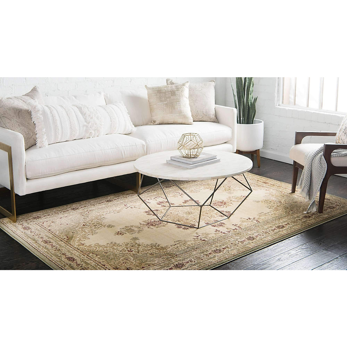 Unique Loom Versailles Collection Traditional Classic Border with Medallion Motif, Area Rug (3' 3 x 5' 3 Rectangular, Green/ Ivory)