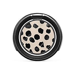 BURGA Stylish Metal Cell Phone Ring Stand Holder, Finger Grip Kickstand 360 Degree Rotation, Black Polka Dots Nude Almond Latte Universal Compatible with iPhone iPad Samsung Galaxy Huawei Google Pixel