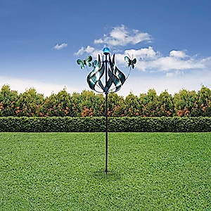 Teamson Home Tulip Kinetic Metal Weather Resistant 360 Degrees Swivel Windmill Wind Spinner for Outdoor Patio Garden Backyard Decking Décor, 70 inch Height, Copper