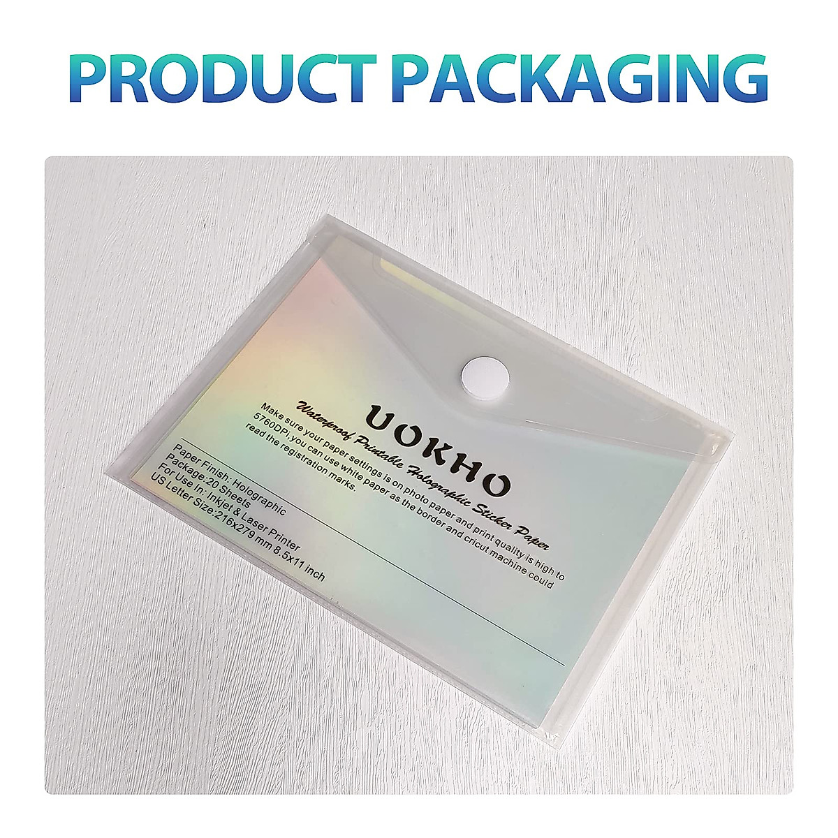 Printable Holographic Sticker Paper for Your Ink Jet Printer 8.5 x 11 Inches Dries Quickly Waterproof Sticker Paper Rainbow Vinyl Sticker Paper 20 pcs