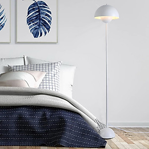 COSYLUX Modern Floor Lamp for Living Room, Industrial Tall Standing Lamp for Bedroom, Metal Shade Reflecting Light reading Floor Lamp for Office, Nursery Room, Corner(White)