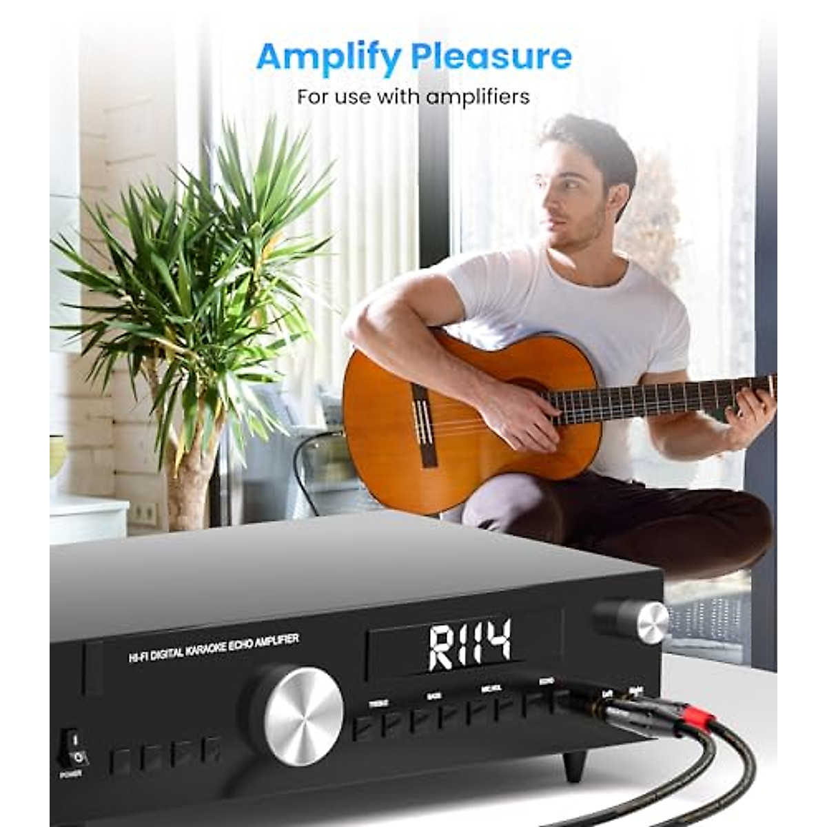 tisino 1/4 inch TRS Stereo to Dual 1/4 inch TS Mono Insert Cable Y-Splitter Stereo Breakout Cable Patch Cord - 6.6 feet