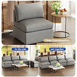 PayLessHere Single Sofa Couch 1-Seat Sofa Convertible Sofa Modular Single Sectional Sofa Couch for Living Room Bedroom Office (Gray)
