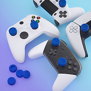 PlayVital Thumbs Cushion Caps Thumb Grips for ps5, for ps4, Thumbstick Grip Cover for Xbox Series X/S, Thumb Grip Caps for Xbox One, Elite Series 2, for Switch Pro Controller - Blue
