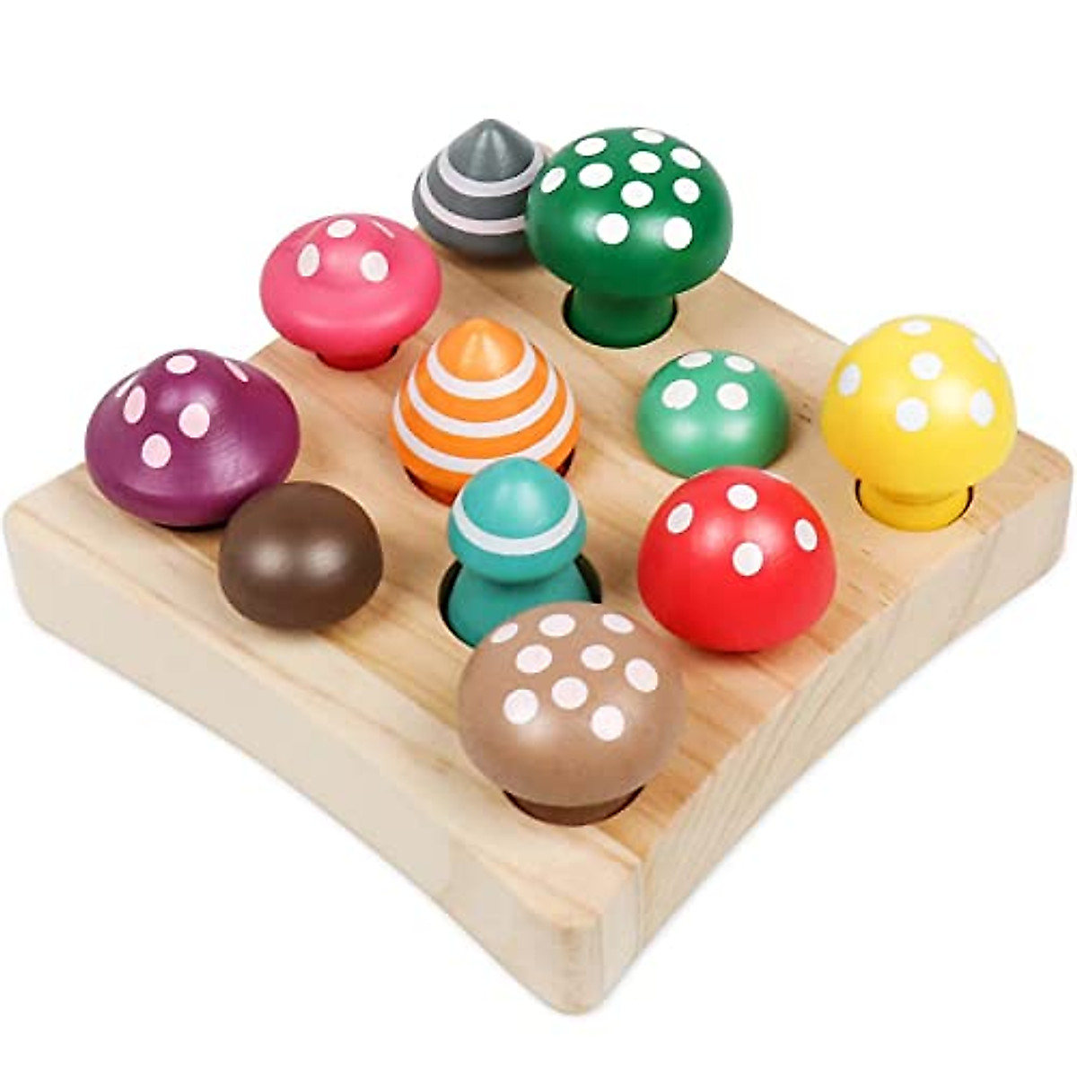 NAODONGLI Wooden Montessori Toys for Toddler,Educational Toys for 3 Year Old,STEM Toys Mushroom Harvest Game,Learing Shape Sorting & Number Matching,First Birthday Gifts for Kids Boys Girls