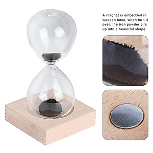 Worii Sand Clock Decor, Household Desktop Magnetic Glass Sand Clock Hourglass Timer with Base Decoration Ornament