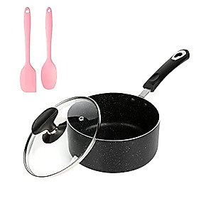 RATWIA 1 Quart Saucepan with Lid,Ultra Nonstick Sauce Pan 1Qt Small Pot with Glass Lid,Great for Home Kitchen Restaurant