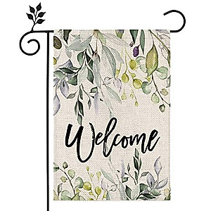 CROWNED BEAUTY Spring Floral Welcome Garden Flag 12×18 Inch Small Vertical Double Sided Seasonal Outside Wedding Décor for Yard Farmhouse CF097-12