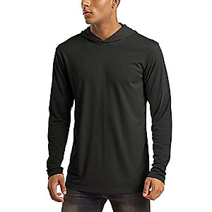 MAGCOMSEN Long Sleeve T Shirt Men UPF 50+ Quick Dry Fishing Shirts Performance Lightweight Shirts Workout Running Shirts Active Hiking Shirts Athletic T-Shirt Black