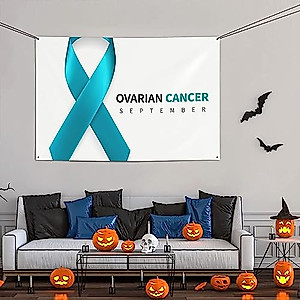 Ovarian Cancer Awareness Month in September We Wear Teal Backdrop Banner Holiday Decoration Photo Booth Background Tapestry Decor Supplies for Party Home Office 47 * 71 Inches