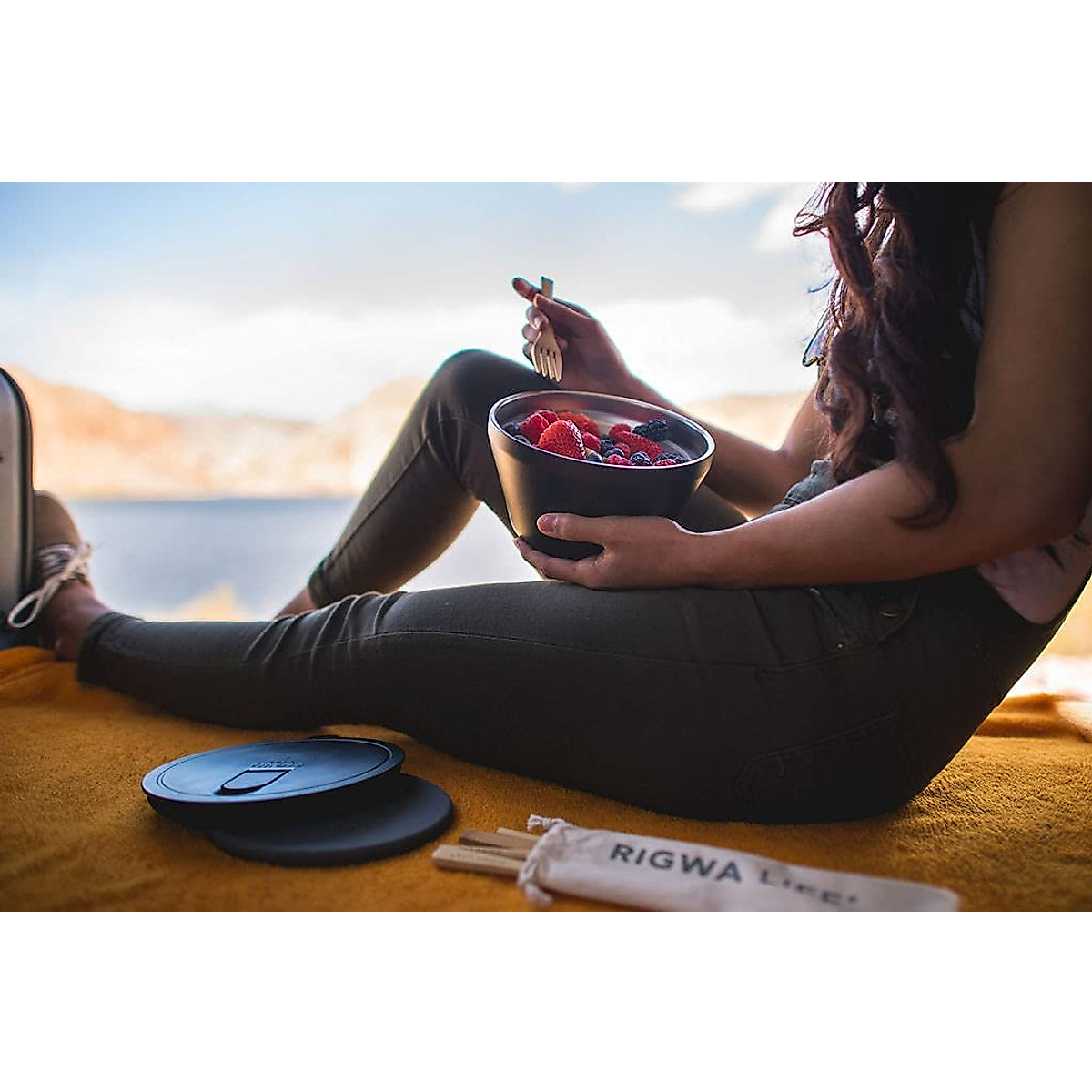 RIGWA LIFE | Custom Bamboo Cutlery | Reusable & Eco-Friendly Travel Utensils | Wooden Utensils for eating | Includes reusable Chopsticks, Spoon, Fork, Knife and Canvas Bag |