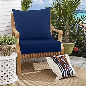 idee-home Outdoor Cushions for Patio Furniture, Outdoor Seat Cushions 24 x 24 with Fade Resistant Waterproof Removable Cover, Replacement Deep Seat Couch Chair Cushion for Yard Garden Deck