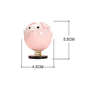 SEADEAR Car Spring Shaking Head Toy Ornament, Cute Pig Car Dashboard Ornament Car Dashboard Bobble Shaking Head Decoration Bobble-Head Toy Car Interior