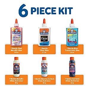 Elmer's Collection Slime Kit | Supplies Include Glow In The Dark Magical Liquid Slime Activator, Metallic Magical Liquid, Confetti Magical Liquid, Translucent Glue, Metallic Glue, Clear Glue, 6 Count