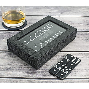Bucher&Rossini Dominoes Set Double 6, Strong Magnetic Leather Case Dominoes Board Game for Holiday Party Family Game Night