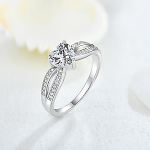 STARNNY Promise Rings for Her Sterling Silver Heart Shaped Engagement Rings 925 Sterling Silver Size5