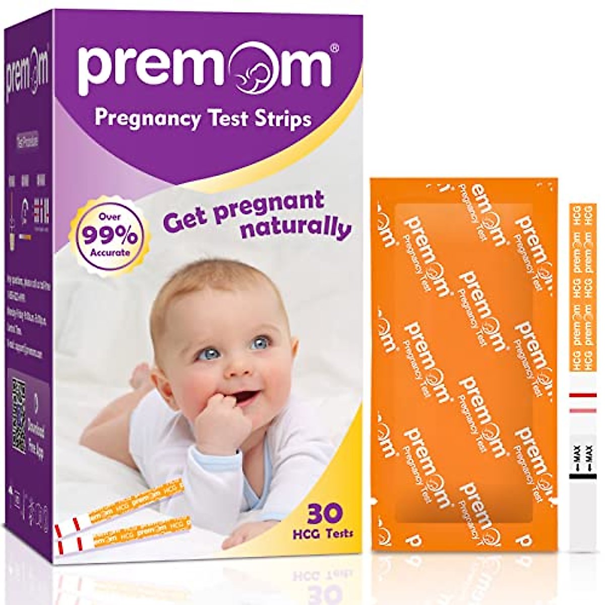 Premom Pregnancy Test Strips- 30 Pack Early Detection Pregnancy Test Kit Powered by Premom Ovulation Predictor iOS and Android APP