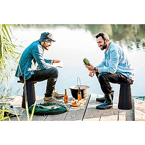 2022 Upgraded Retractable Stool with Cushion, Tested at 550lbs, Telescopic Collapsible Seat, Telescoping Folding Stools for Adults, Sturdy Foldable Chair, Telescope Compact for Camping Hiking